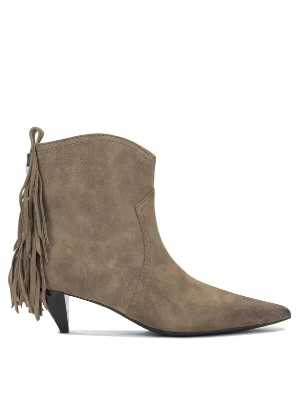 Pinko Suede Ankle Boots With Rubber Sole - Beige