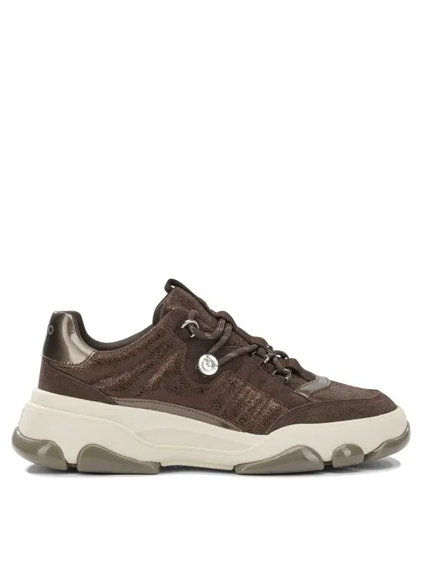 Pinko Lace & Leather Sneakers - Brown