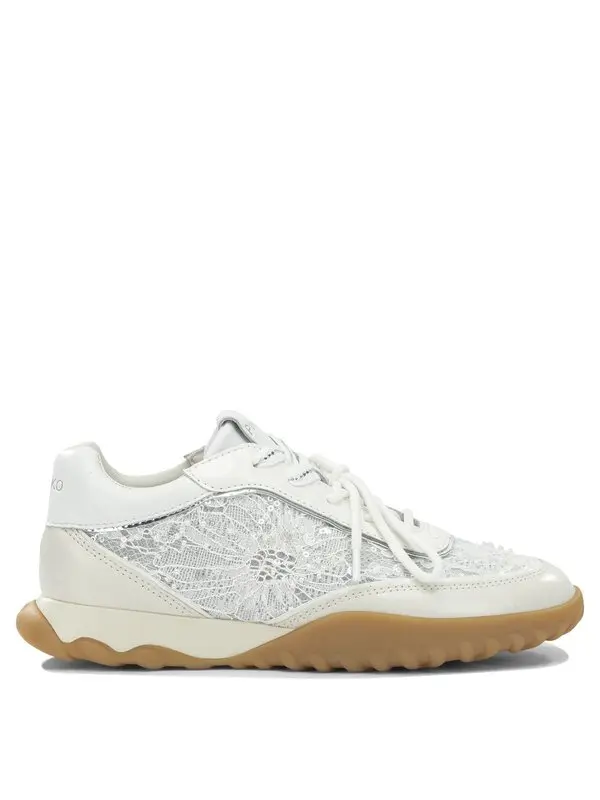 Pinko Lace & Leather Sneakers - White