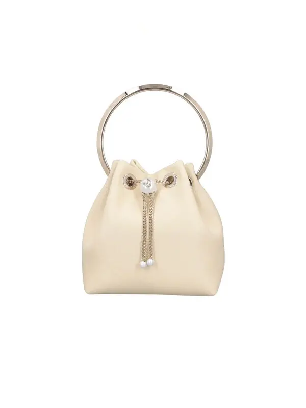 JIMMY CHOO Bon Bon Mini Bag In Leather With Brass Hardware - Cream