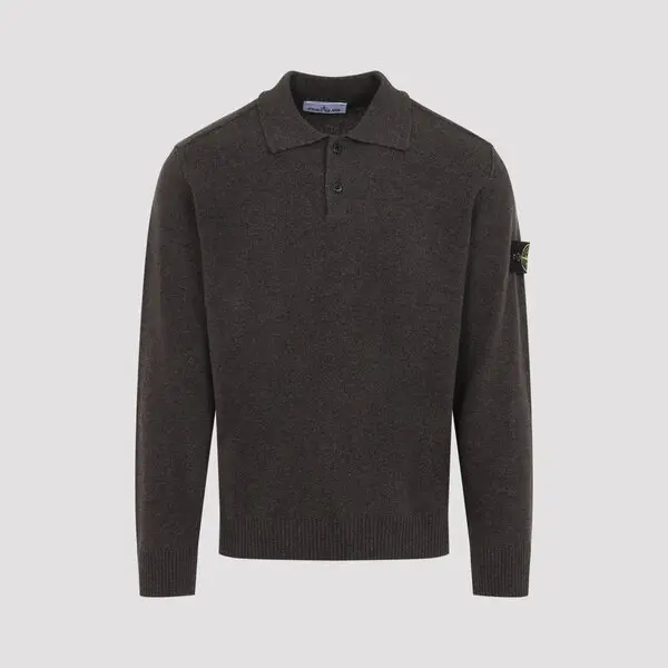 Stone Island Virgin Wool Polo Knitwear - Grey