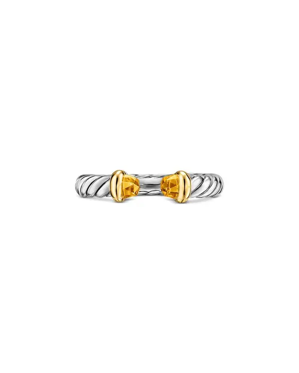 David Yurman Petite Cable Open Ring In Sterling Silver And 14k Yellow Gold