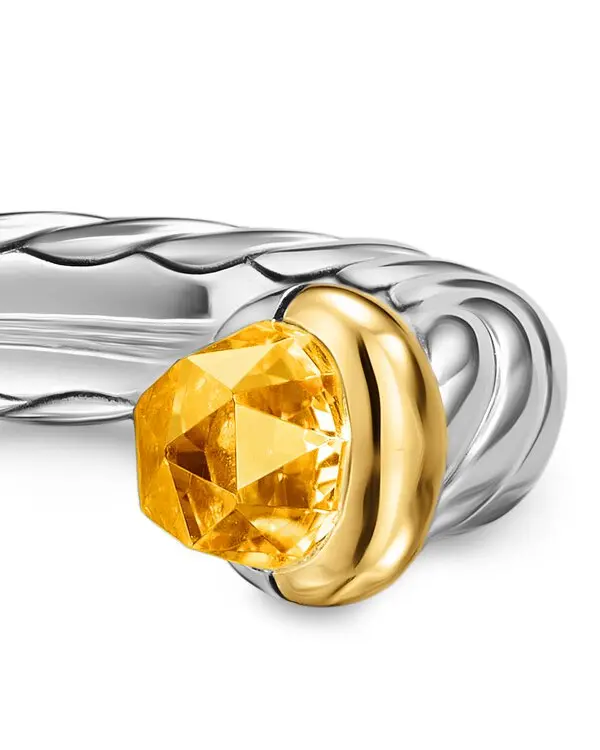 David Yurman Petite Cable Open Ring In Sterling Silver And 14k Yellow Gold