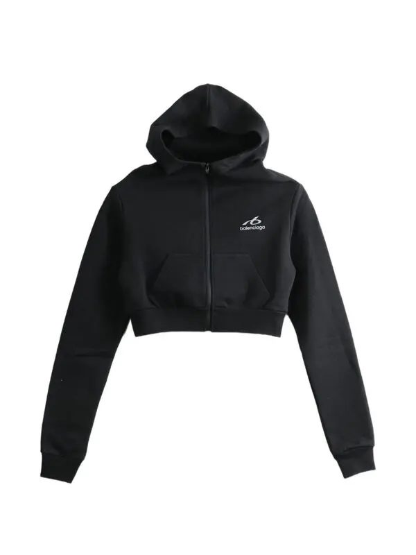 Balenciaga Cotton Cropped Sweatshirt - Black
