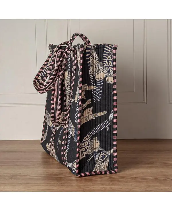VERVE CULTURE Quilted Feline Tote - Navy