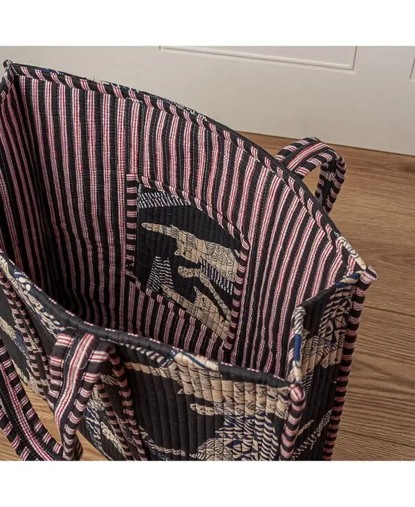 VERVE CULTURE Quilted Feline Tote - Navy