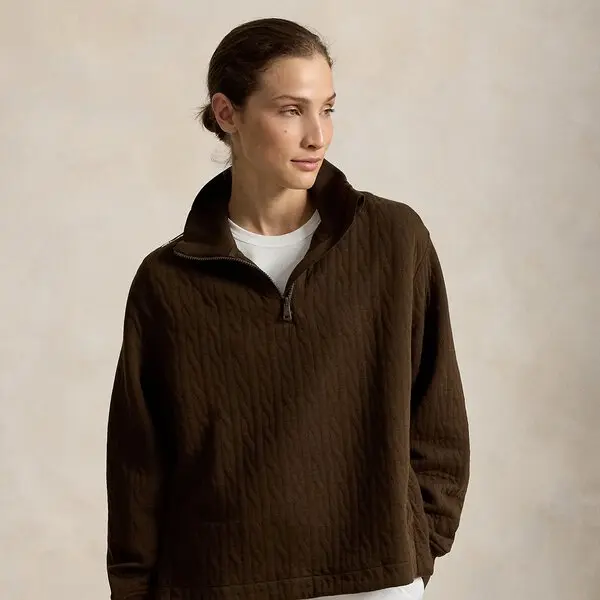 Ralph Lauren Rlx Quilted Cable Quarter-zip Pullover
