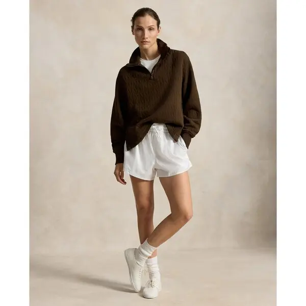 Ralph Lauren Rlx Quilted Cable Quarter-zip Pullover