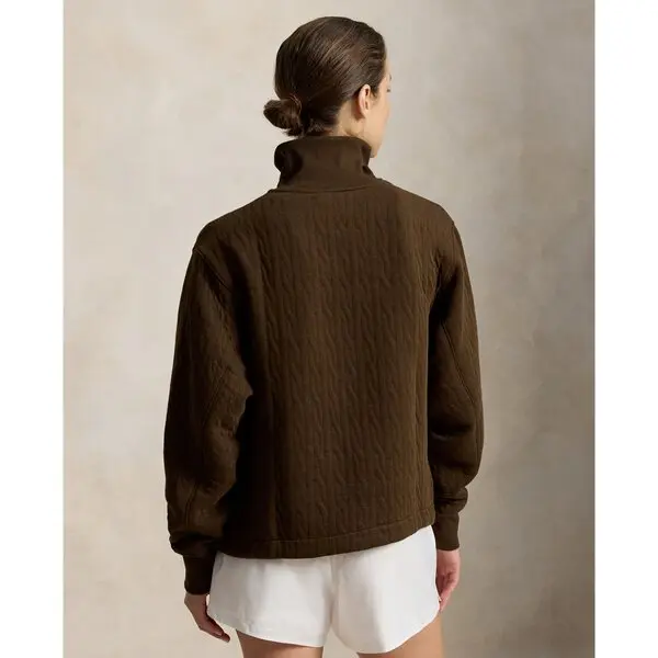 Ralph Lauren Rlx Quilted Cable Quarter-zip Pullover