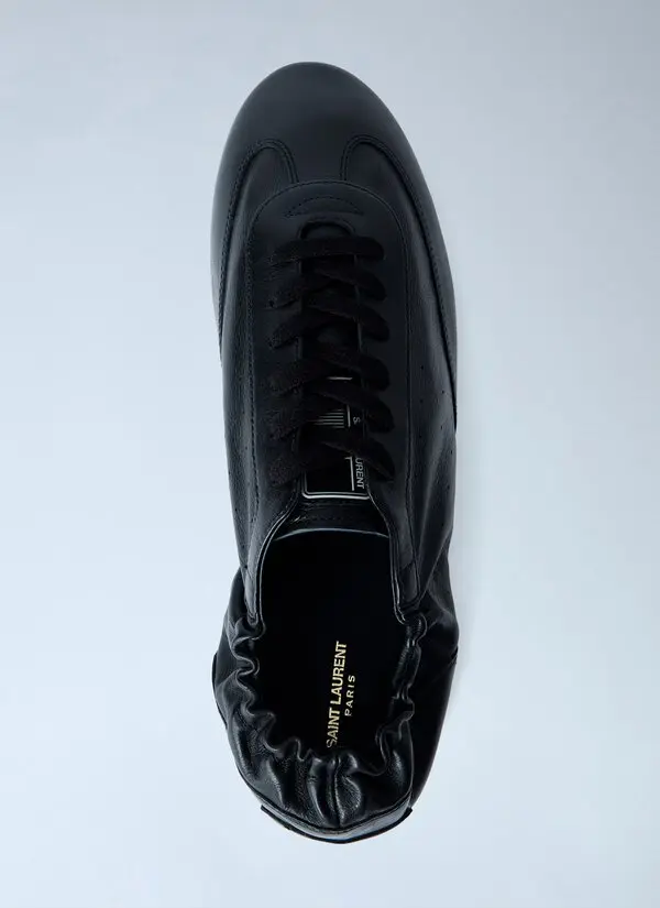 Saint Laurent Lewis Leather Slip-on Sneakers - Black