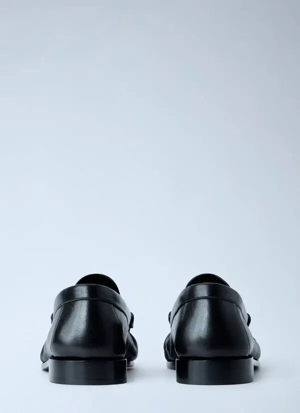 Saint Laurent Le Loafer 15" Leather Loafers With Gathered Detailing - Black