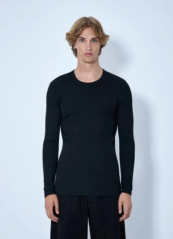 LEMAIRE Long Sleeve Ribbed Tee - Black