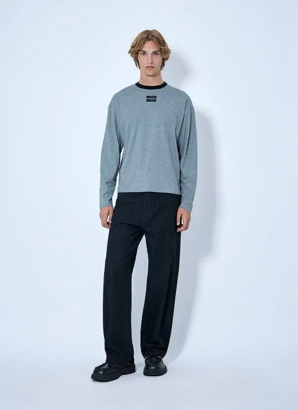 Miu Miu Logo Motif Long Sleeve T-shirt