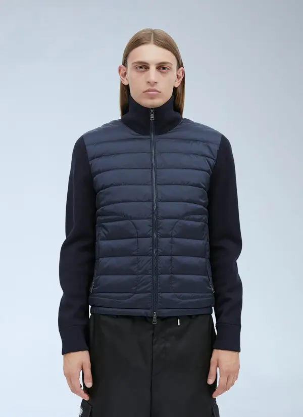 Moncler Quilted Bodice Zip-up Cardigan - Blue