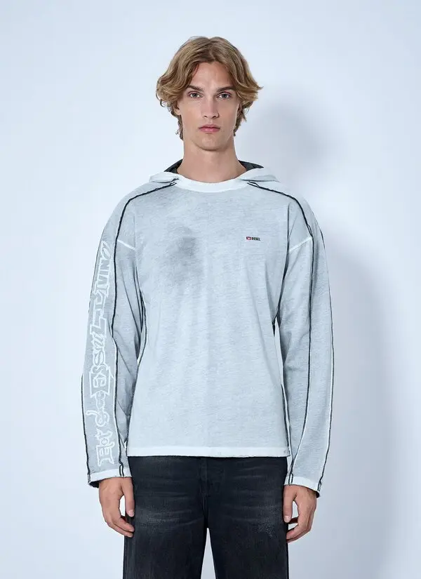 DIESEL® Long Sleeve Hoodie With Logo Patch