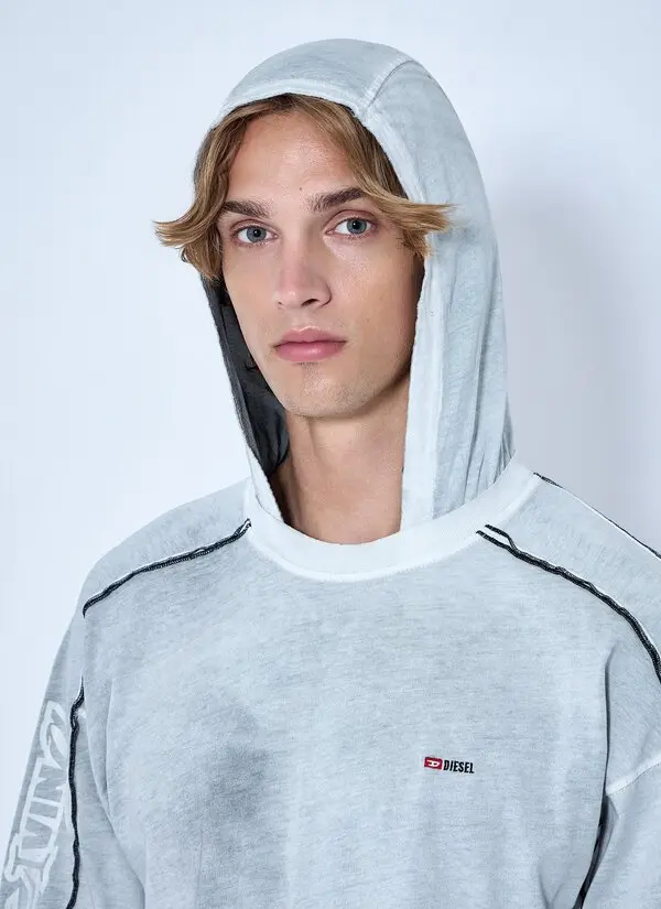 DIESEL® Long Sleeve Hoodie With Logo Patch