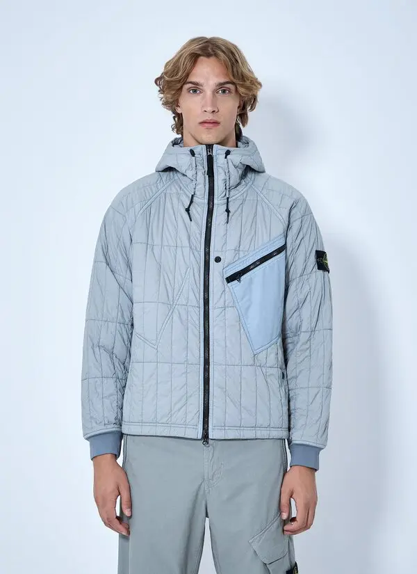 Stone Island Quilted Hooded Jacket - Gray