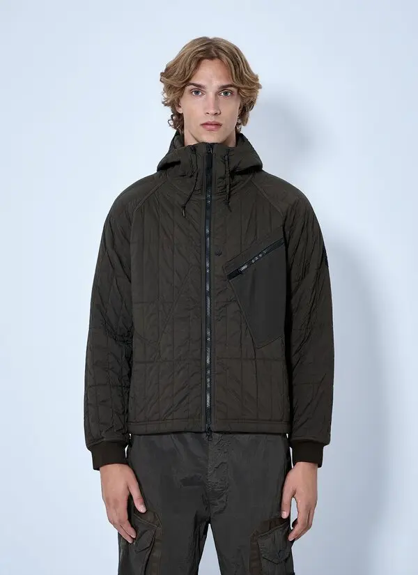 Stone Island Quilted Hooded Jacket - Brown