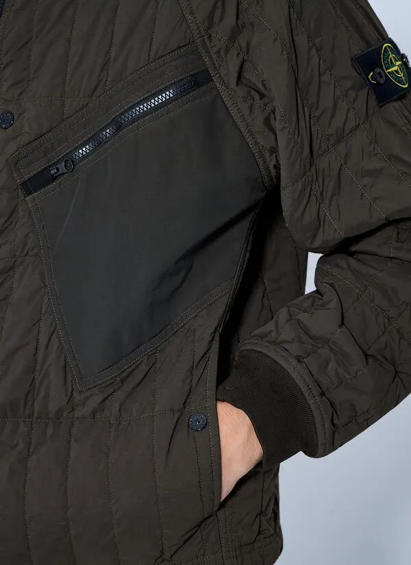 Stone Island Quilted Hooded Jacket - Brown