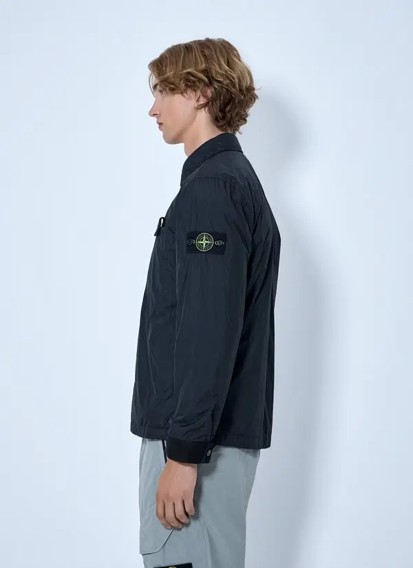 Stone Island Button-up Nylon Jacket - Black