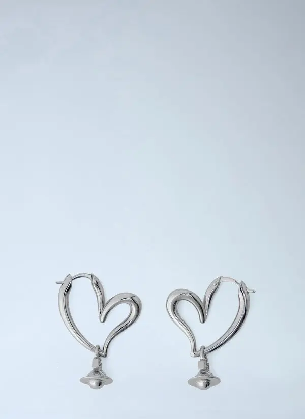 VIVIENNE WESTWOOD Emily Heart Hoop Earrings - Silver