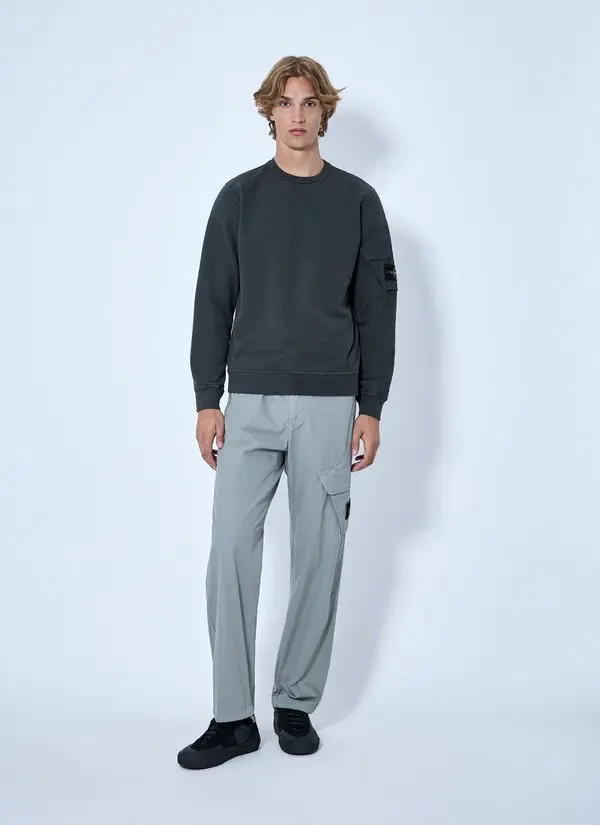 Stone Island Crewneck Sweatshirt With Sleeve Pocket - Gray