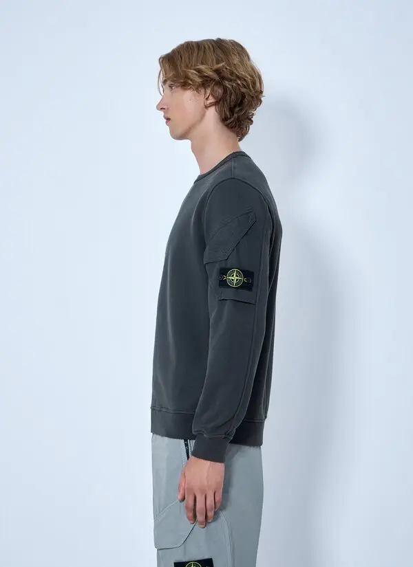 Stone Island Crewneck Sweatshirt With Sleeve Pocket - Gray