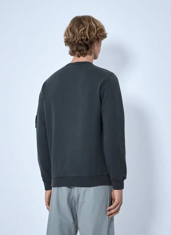 Stone Island Crewneck Sweatshirt With Sleeve Pocket - Gray