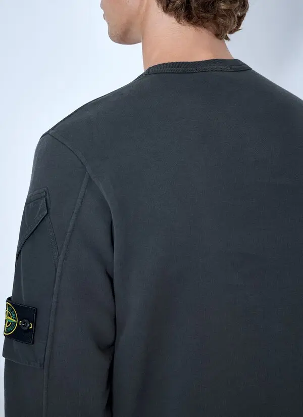 Stone Island Crewneck Sweatshirt With Sleeve Pocket - Gray