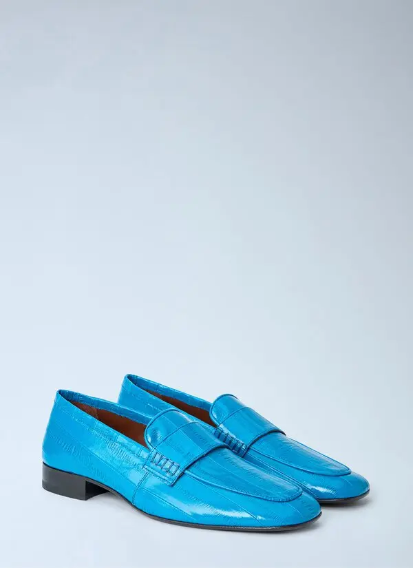 Dries Van Noten Croc-embossed Leather Loafers - Blue
