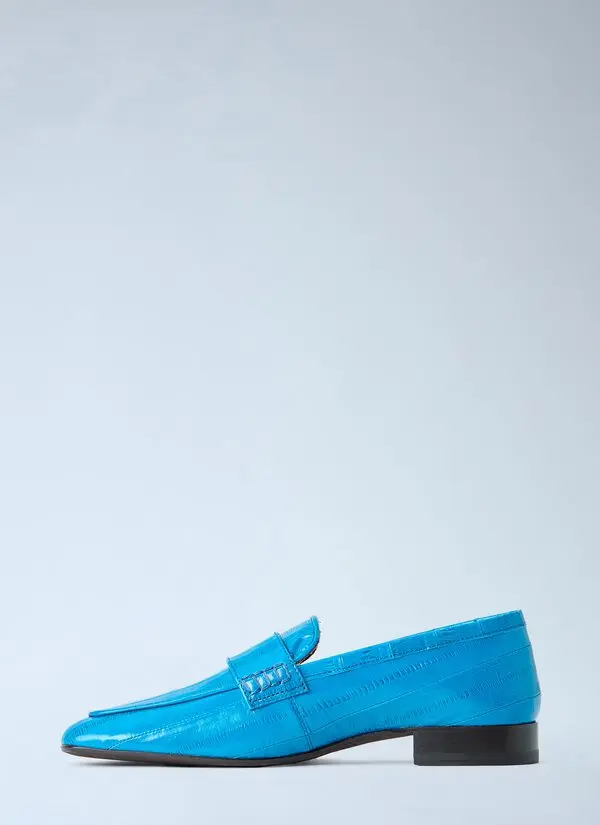 Dries Van Noten Croc-embossed Leather Loafers - Blue