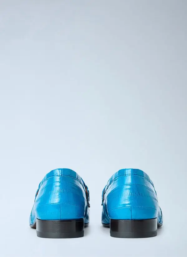 Dries Van Noten Croc-embossed Leather Loafers - Blue