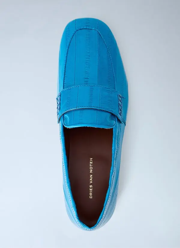 Dries Van Noten Croc-embossed Leather Loafers - Blue