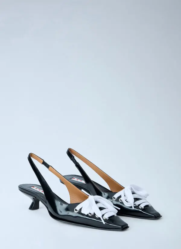Marni Slingback Kitten Heel Pumps - Black