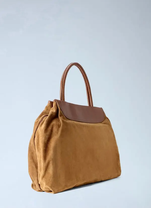 Dries Van Noten Suede Blossom Top Handle Bag - Brown