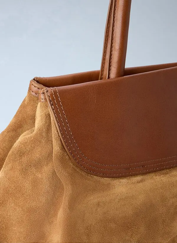 Dries Van Noten Suede Blossom Top Handle Bag - Brown