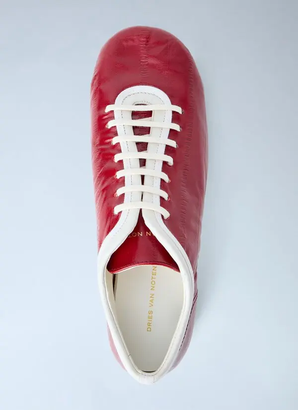 Dries Van Noten Leather Lace-up Sneakers - Red