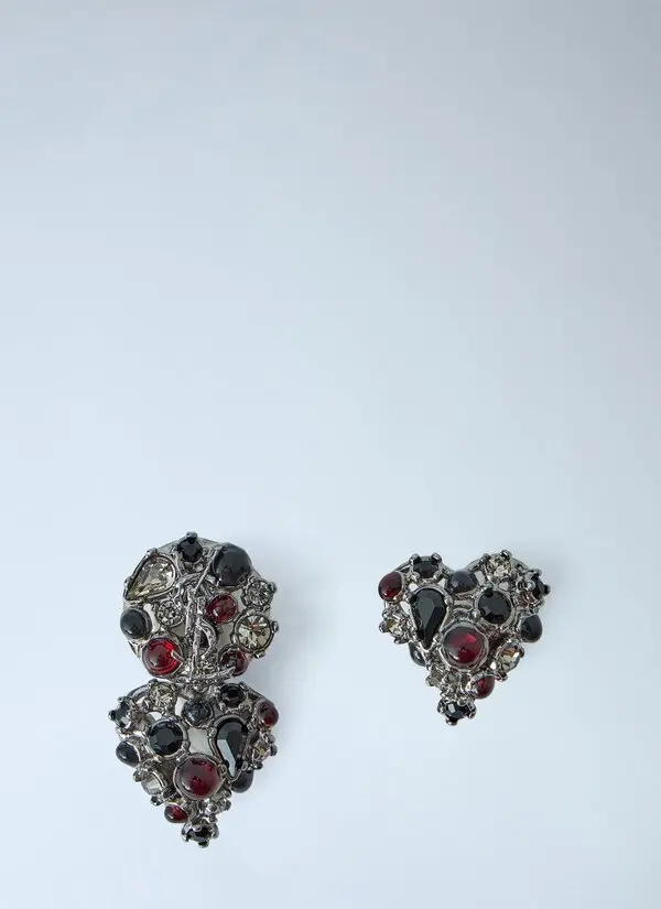 Saint Laurent Mini Heart Earrings - Silver