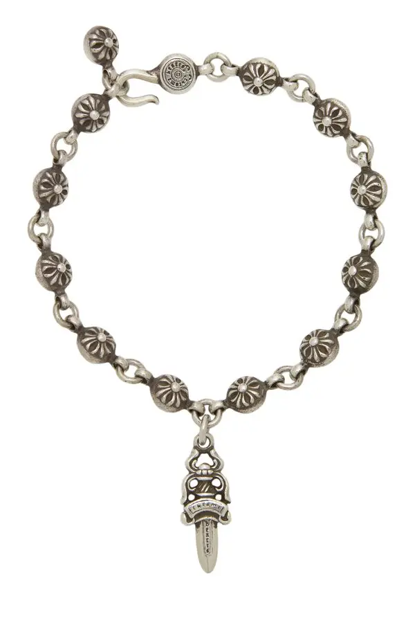 Chrome Hearts Sterling Dagger Cross Ball Bracelet