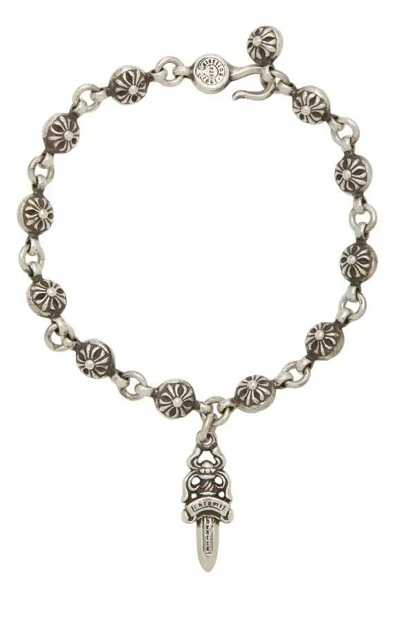 Chrome Hearts Sterling Dagger Cross Ball Bracelet