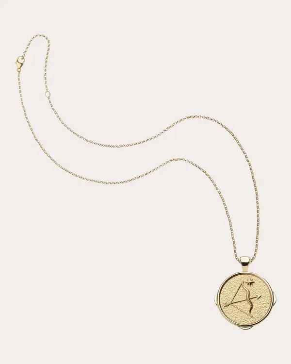 JANE WIN Small Zodiac Coin Pendant Necklace - Gold