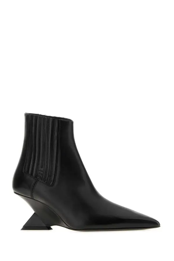 Attico Leather Cheope Ankle Boots - Black