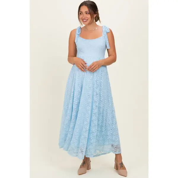 PINKBLUSH Pink Sleeveless Lace Maxi Dress - Light Blue
