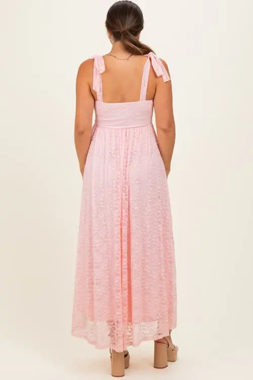 PINKBLUSH Pink Sleeveless Lace Maxi Dress