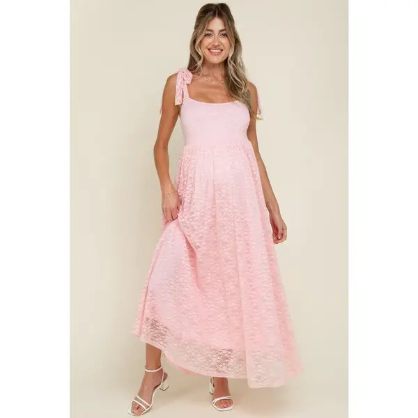 PINKBLUSH Pink Sleeveless Lace Maxi Dress - Light Pink