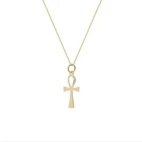 SPERO LONDON 9k Solid Egyptian Ankh Necklace - Gold