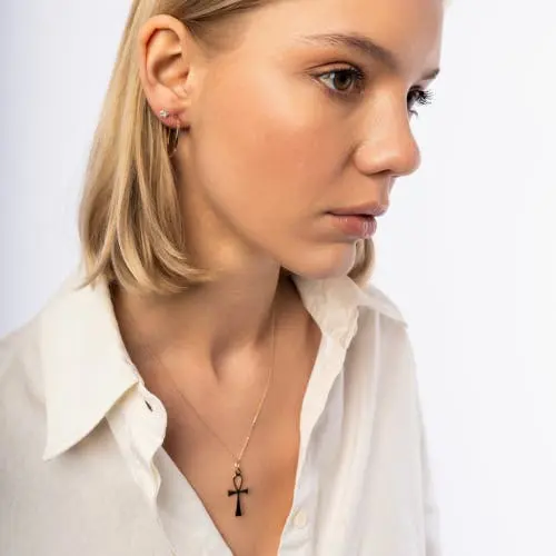SPERO LONDON 9k Solid Egyptian Ankh Necklace