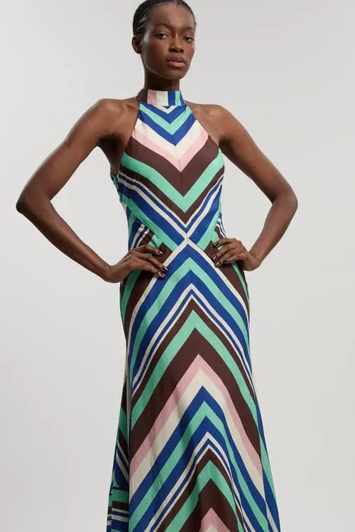 Karen Millen Halter Neck Fit & Flare Maxi Dress