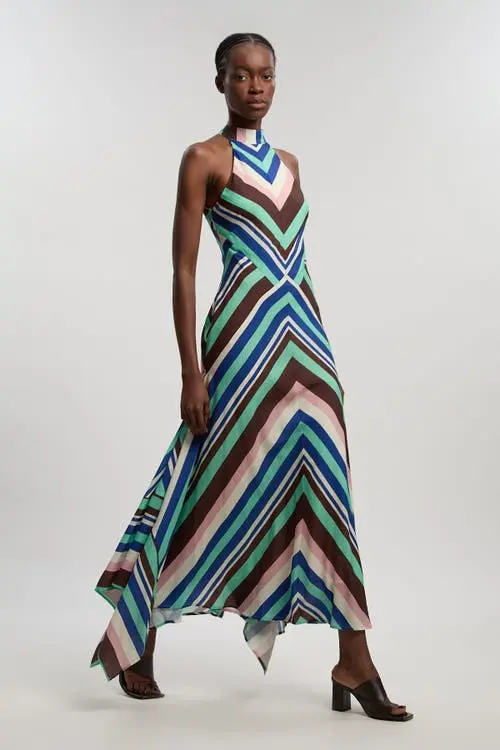 Karen Millen Halter Neck Fit & Flare Maxi Dress