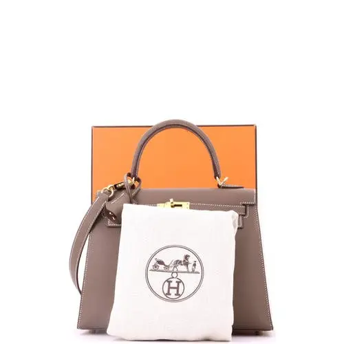 Hermès Kelly Handbag Epsom With Gold Hardware 25 - Grey